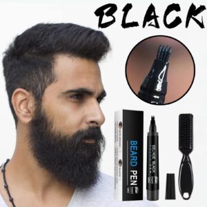 Waterproof Beard Filler Kit for Men - Pencil, Pen, Darkener Marker with Natural Finish for Beard, Moustache & Eyebrows - Bristle Brush Included