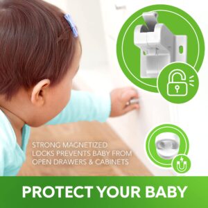 Cabinet Lock for Babies, Magnetic Child Safety Lock, Cupboard and Drawer Baby Proofing Lock, Invisible Magnetic Lock, Easy Installation (10 locks + 2 keys)