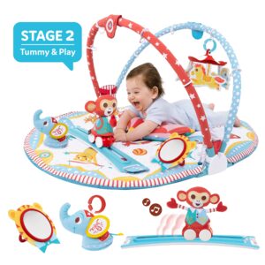 Yookidoo Circus Baby Playmat Gym. with Musical Motorized Mobile, Tummy Time Pillow, Mirror, and Newborn Textured Animal Figures. Infant Activity for 0-12 Month.