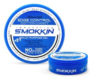 innovation smokkin strong hold hair wax for edge control, braiding & twists, versatile styling for diverse hair types (cotton candy 5.09 fl oz)