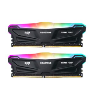 【rgb ddr4 ram】 gigsastone game pro 32gb kit (2x16gb) ddr4-3200mhz pc4-25600 cl16-20-20-40 intel xmp 2.0 amd ryzen 1.35v udimm 288 pin unbuffered non ecc high performance gaming desktop memory - black