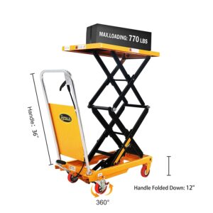 APOLLOLIFT Electric Power Lithium Battery Pallet Jack Truck 3300lb Cap. 48" x27" and Double Scissor Hydraulic Lift Table/Cart 770lbs Capacity 51.2" Lifting Height