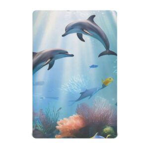 kigai underwater world dolphins crib sheets for boys or girls,soft and breathable crib sheets 27x39 inch