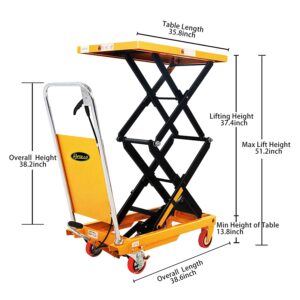 APOLLOLIFT Electric Power Lithium Battery Pallet Jack Truck 3300lb Cap. 48" x27" and Double Scissor Hydraulic Lift Table/Cart 770lbs Capacity 51.2" Lifting Height