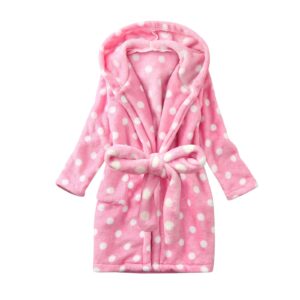 toddler baby boys girls hooded thick warm flannel bathrobe night-robe pajamas newborn baby girl (pink, 4-5 years)