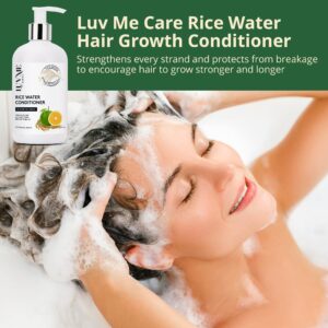 Luv Me Care Rice Water Hair Growth Conditioner 10 Fl Oz with Biotin, Improve Strength, Volume, and Shine, Deep Conditioning for Dry, Frizzy, or Curly Strands