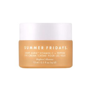 summer fridays light aura vitamin c + peptide eye cream - brightening under eye cream - illuminating and hydrating eye cream for an illuminated appearance (0.5 fl oz)