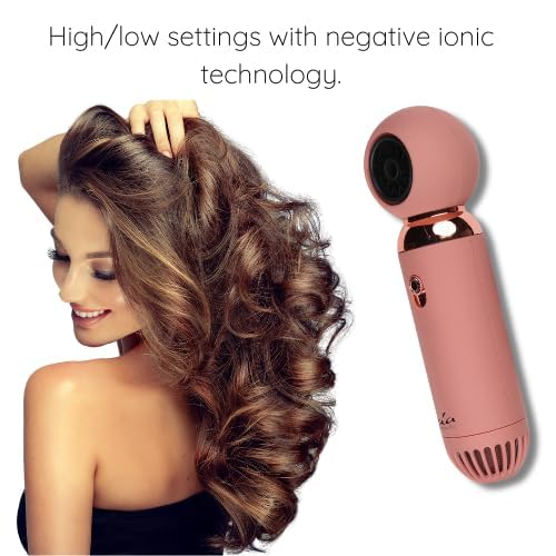 Aria Beauty Too Cute Compact Hair Dryer - Lightweight, Portable Blow Dryer with High or Low Settings - Negative Ionic Technology - Rose Gold - 1 pc