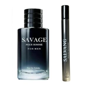 is salvang (travel spray) + savage cologne for men eau de toilette 35ml/100ml natural spray, wonderful gift, signature scent, daytime and casual use (pack of 2)