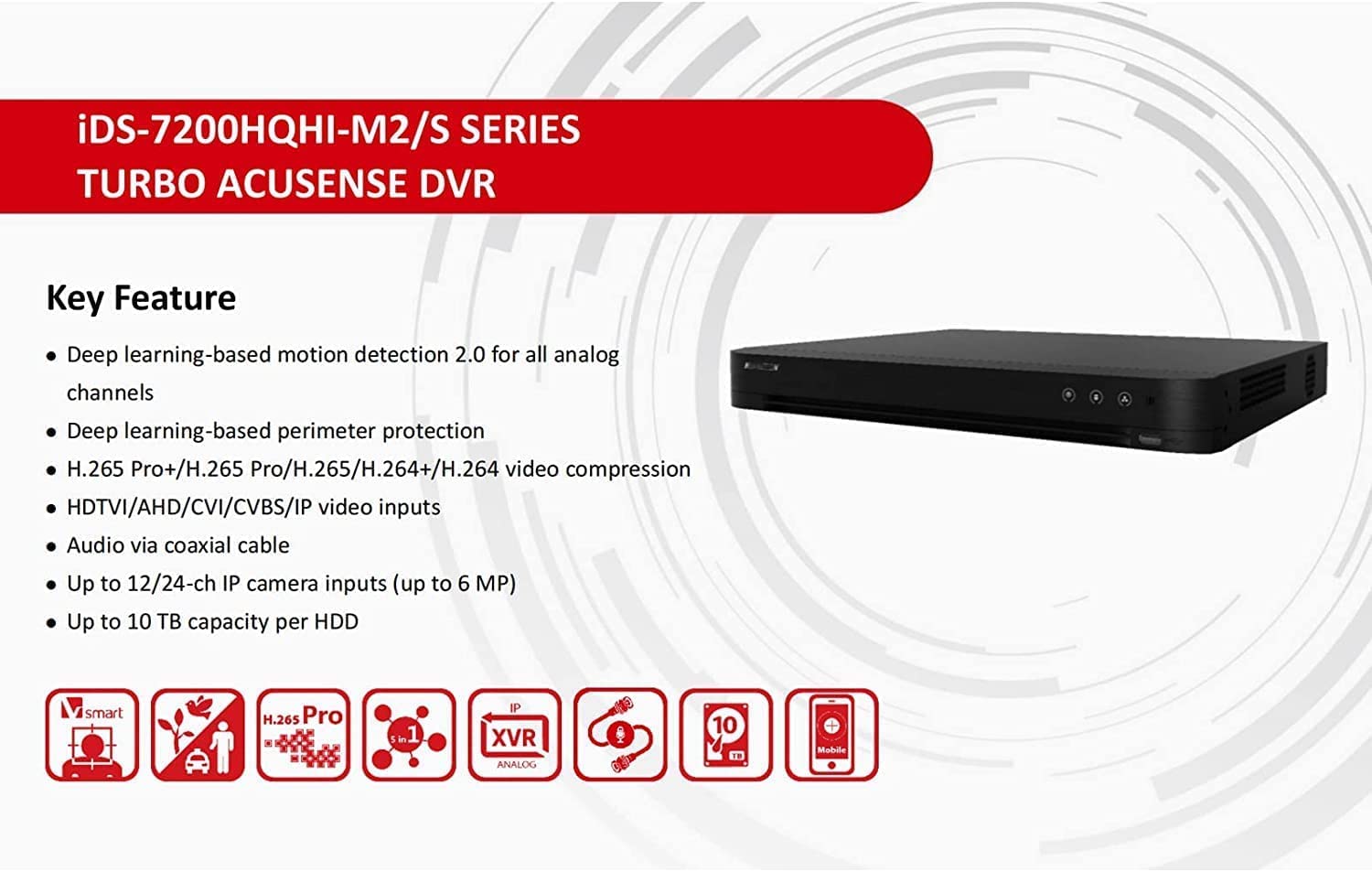 HIKVISI0N iDS-7216HQHI-M2/S 2TB Hard Drive Included, 16 Channel 2MP 1080P Turbo HD DVR, 4K HDMI Output, Compatible with Hikvison 4MP or Lower Resolution Coax TVI Cameras, Hik-Connect App