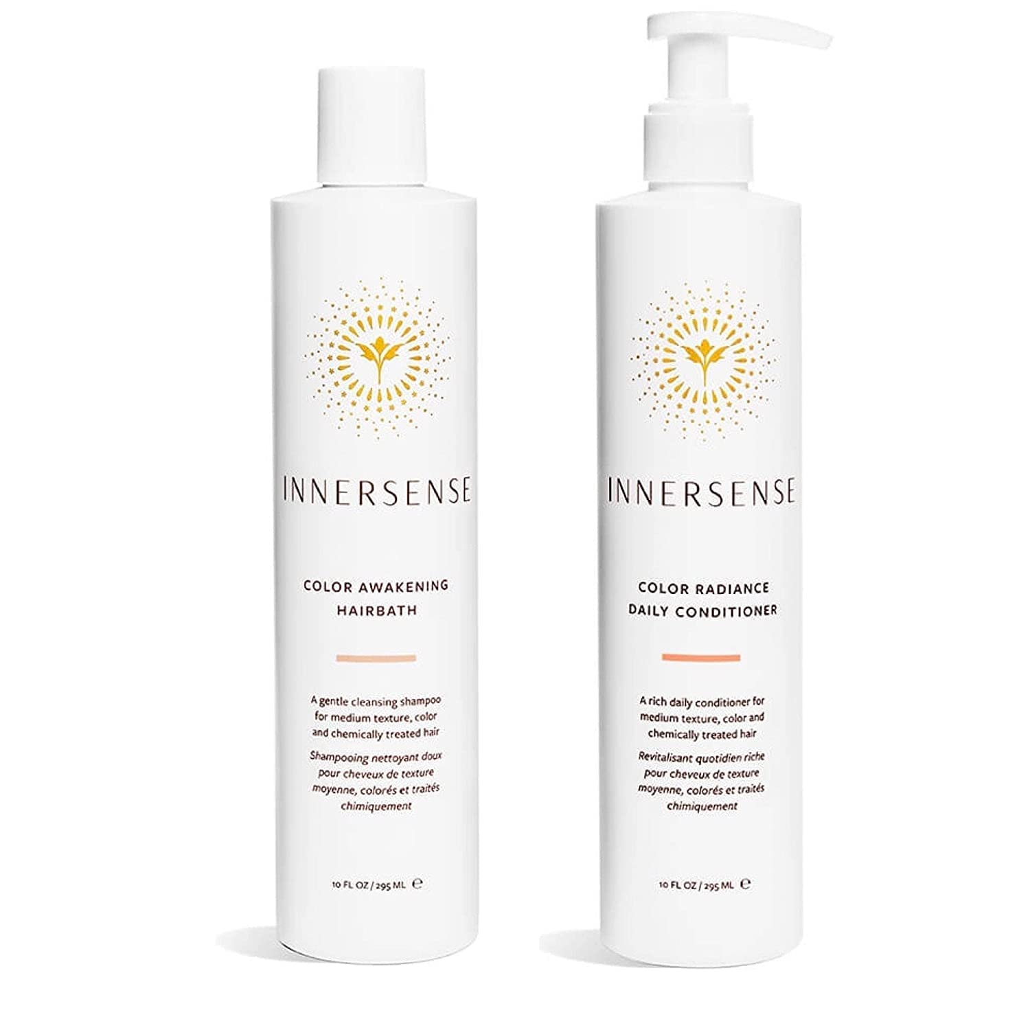 INNERSENSE Organic Beauty - Natural Color Awakening Hairbath Shampoo + Color Radiance Conditioner | Non-Toxic, Cruelty-Free, Clean Haircare (10 fl oz | 296 ml)