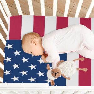 Kigai American Flag Crib Sheets for Boys or Girls,Soft and Breathable Crib Sheets 28x52 Inch