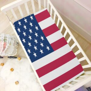 Kigai American Flag Crib Sheets for Boys or Girls,Soft and Breathable Crib Sheets 28x52 Inch