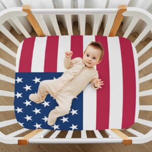 Kigai American Flag Crib Sheets for Boys or Girls,Soft and Breathable Crib Sheets 28x52 Inch