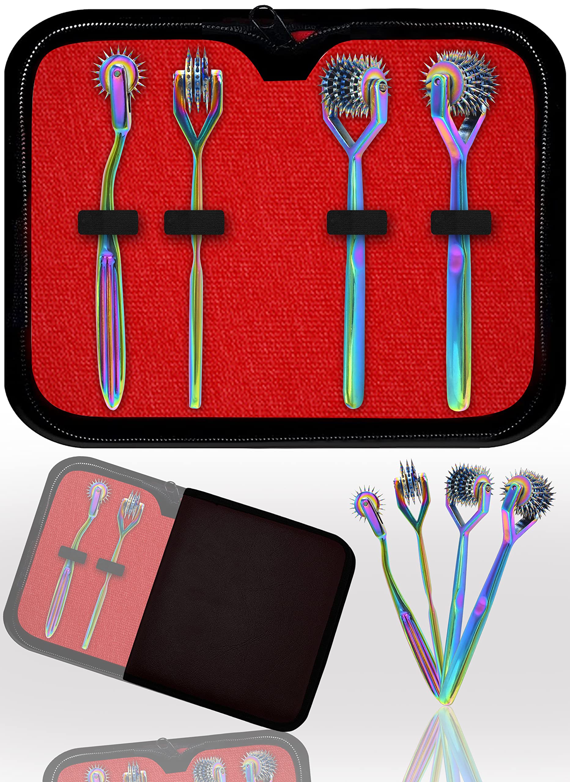 VISION TEK MED Wartenberg Neuro Pinwheel Diagnostic Instrument Sensory Wartenberg Pinwheel 1,3.5,7 Head Strong Wheel Stainless Steel Nerve Tester (Set of 4 (1,3,5,7 Head)) (Rainbow)