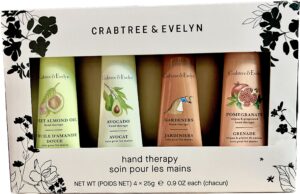 crabtree & evelyn 4-pack hand therapy set - almond, avocado, gardeners, pomegranate - moisturizing, all skin types, 3.6oz