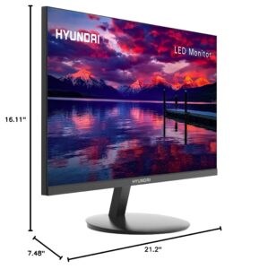 hyundai 24 inch professional thin led monitor - full hd 1080p resolution, hdmi & vga ports, 75hz refresh rate vesa mountable , sleek black design for home and office (24fom series)