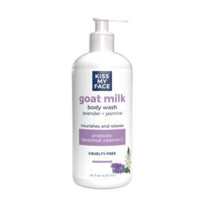 kiss my face goat milk body wash - lavender & jasmine body wash with goat milk and argan oil – 16 ounce bottle (lavender & jasmine, pack of 1)