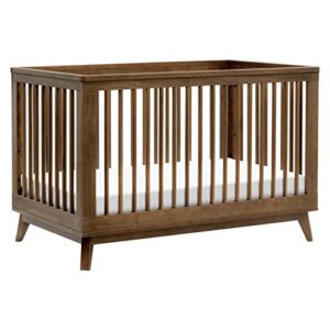 babyletto scoot 3-in-1 convertible crib with toddler bed conversion kit in natural walnut, greenguard gold certified