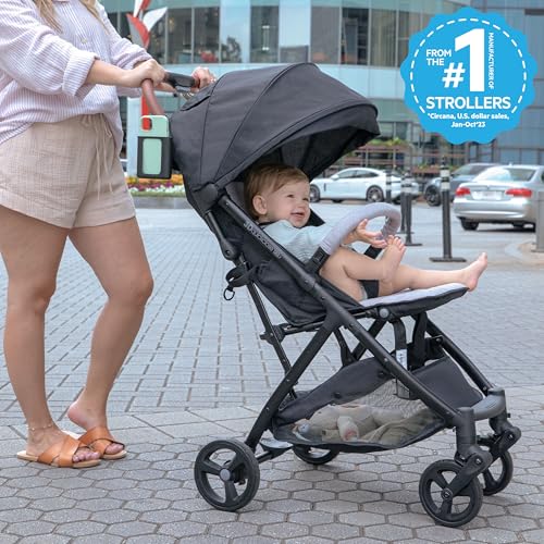 Summer by Ingenuity 3Dquickclose CS+ Compact Fold Stroller, Car-Seat Compatible, Lightweight Stroller with Oversized Canopy, Extra-Large Storage