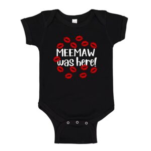 the shirt den meemaw was here baby bodysuit one piece nb black