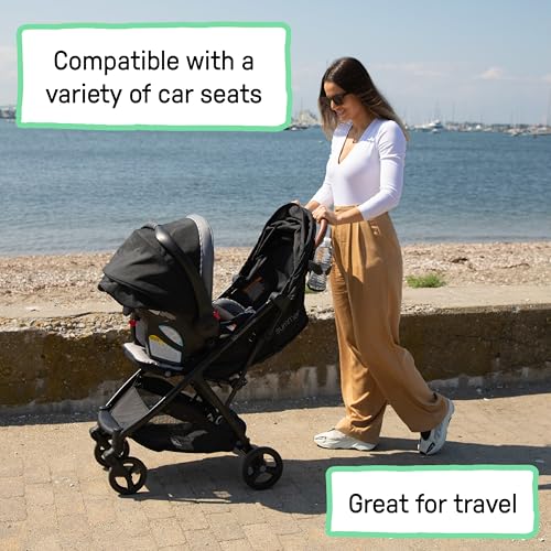 Summer by Ingenuity 3Dquickclose CS+ Compact Fold Stroller, Car-Seat Compatible, Lightweight Stroller with Oversized Canopy, Extra-Large Storage