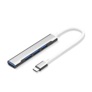 usb c hub, usb-c hub (4 in 1), usb-c and 4 usb-a 5 gbps data ports, ultra-slim data type-c usb 3.0 hub for macbooks air, macbooks pro, xps, and more grey (usb c 3.0)