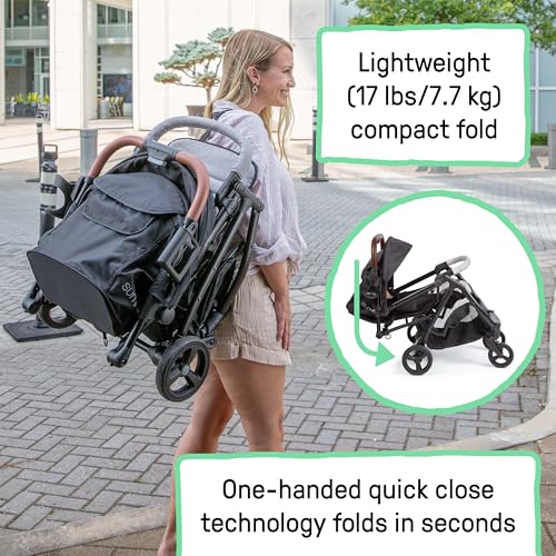 Summer by Ingenuity 3Dquickclose CS+ Compact Fold Stroller, Car-Seat Compatible, Lightweight Stroller with Oversized Canopy, Extra-Large Storage