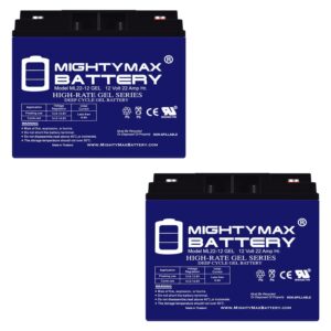 mighty max battery 12v 22ah gel battery for schumacher psj-3612 jump starter - 2 pack