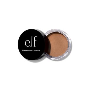 e.l.f. luminous putty bronzer, lightweight putty-to-powder bronzer for a radiant, glowing finish, highly pigmented, vegan & cruelty-free, sun chaser