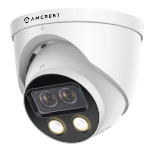 amcrest dual-lens 4mp ai outdoor security turret ip poe camera @30fps, 0.0002lux@f1.0, 164ft color night vision, active deterrents, people counting, two-way audio, siren, ip4m-t1044ew-ai