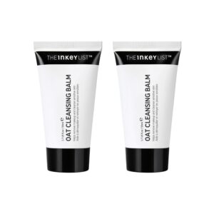 the inkey list mini oat cleansing balm, rich balm removes makeup and impurities, reduces redness, travel size, 2 pack, 1.69 fl oz each