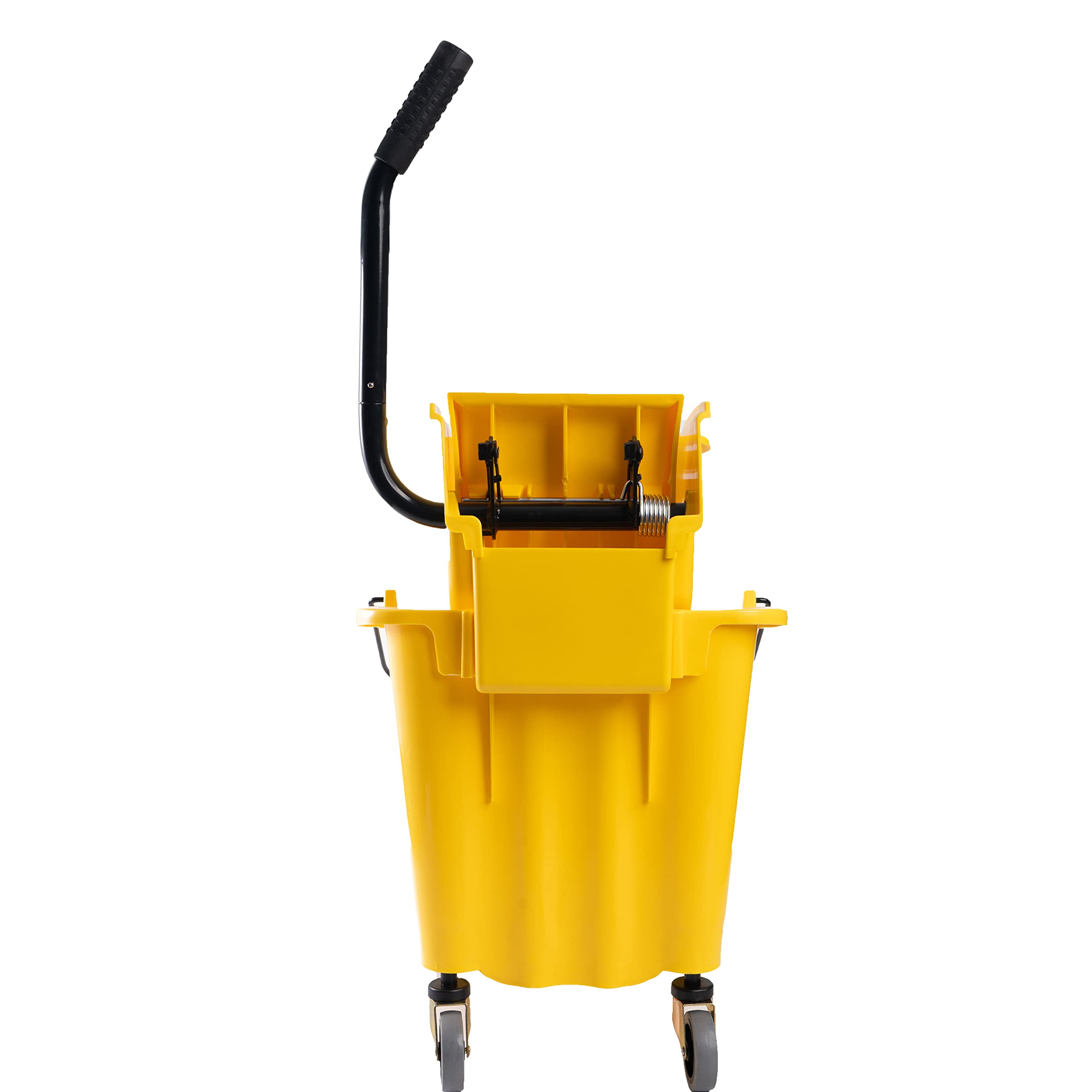 Matthew Cleaning Commercial Mop Bucket INCL.2 Pack Mop Head with Side Press Wringer On Wheels,Heavy Duty Tandem Portable Floor Cleaning Wavebrake,Ideal for Household,Industrial,Restaurant,38 Quart