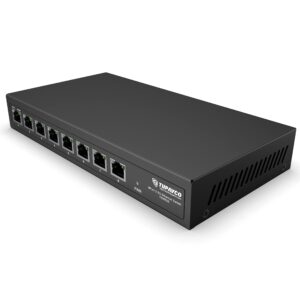 2.5gb switch (8 port) for ethernet network - high speed 10m/100m/1g/2.5g gigabit (802.3bz) - unmanaged plug & play fanless lan splitter - metal case - wall mountable - tupavco tp1980