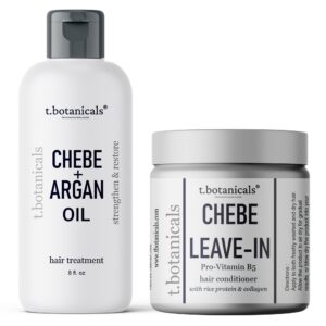 chebe argan oil and chebe leave in hair conditioner bundle for hair growth bundle (unscented), 8 oz. each