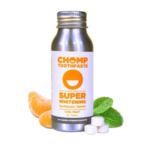 chomp super whitening cool fruit toothpaste tablets with nano hydroxyapatite