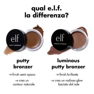 e.l.f. Luminous Putty Bronzer, Lightweight Putty-to-Powder Bronzer For A Radiant, Glowing Finish, Highly Pigmented, Vegan & Cruelty-Free, Sun Chaser