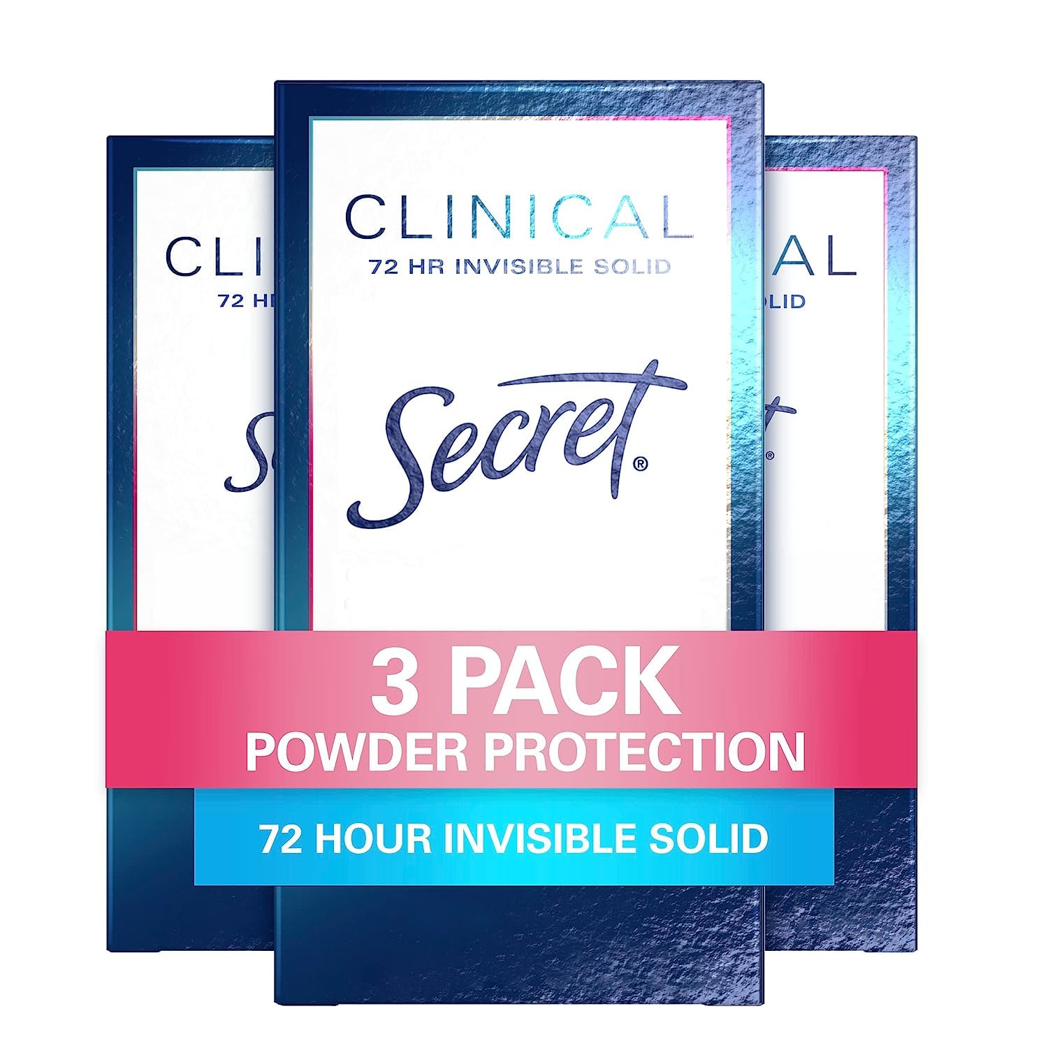 Secret Clinical Strength Invisible Solid Antiperspirant and Deodorant for Women, Protecting Powder, 1.6 oz (Pack of 3)