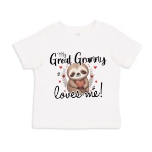 my great granny loves me sloth toddler t-shirt 4t white