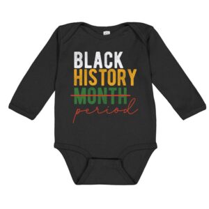 taty kids black history period long sleeve baby infant one piece bodysuit 6 months black