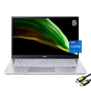 acer swift 3 14" fhd thin and light laptop, 11th gen intel 4-core i7-1165g7, intel iris xe graphics, 8gb ram, 2tb pcie ssd, thunderbolt 4, wifi 6, fp reader, backlit, sps hdmi cable, win 10