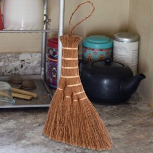 Mini broom,Natural Whisk Sweeping Hand Handle Broom for Multi-Surface Sweeping,Small Tea Ceremony Broom,fireplace broom