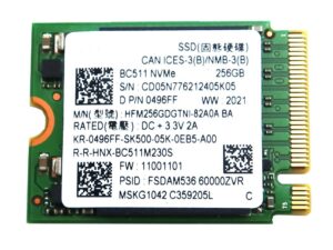 solid state drive hfm256gdgtni-82a0a compatible replacement spare part for sk hynix bc511 hfm256gdgtni 256gb m.2 2230 nvme pcie gen3 x4 ssd