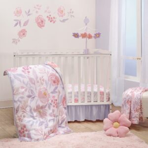 bedtime originals lavender floral 3-piece baby crib bedding set - pink/purple