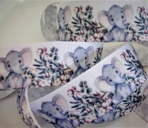 grosgrain ribbon - baby elephant print - one inch wide - 10 yards, great for baby nursery's, shower gifts, and decorating!