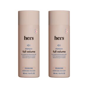 hers full volume shampoo 2 pack - volumizing shampoo for women - soft cedar & citron - women's natural shampoo adds volume, shine & bounce - 2 x 6.4 fl oz