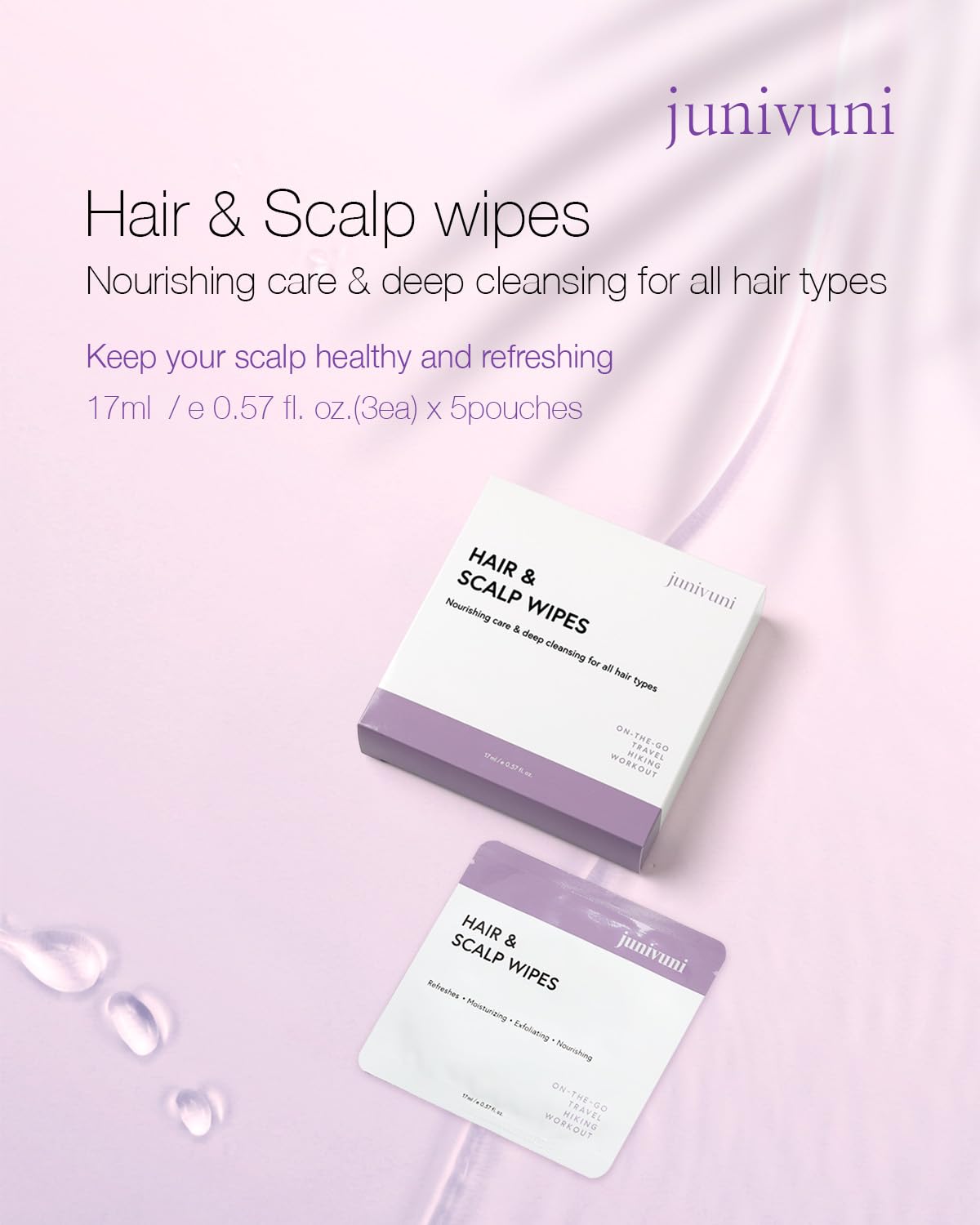 Junivuni hair scalp wipe - Soothe and Revive: Scalp Care Hair Cleansing Wipes - Refresh your hair, anywhere, anytime - Great for Braids, Dread hairstyles