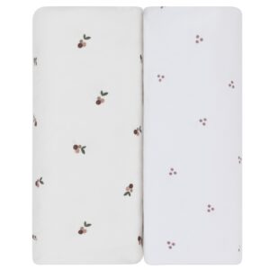 ely's & co. patent pending waterproof crib sheet | toddler sheet set - 2 pack berry and cluster dot (lavender)