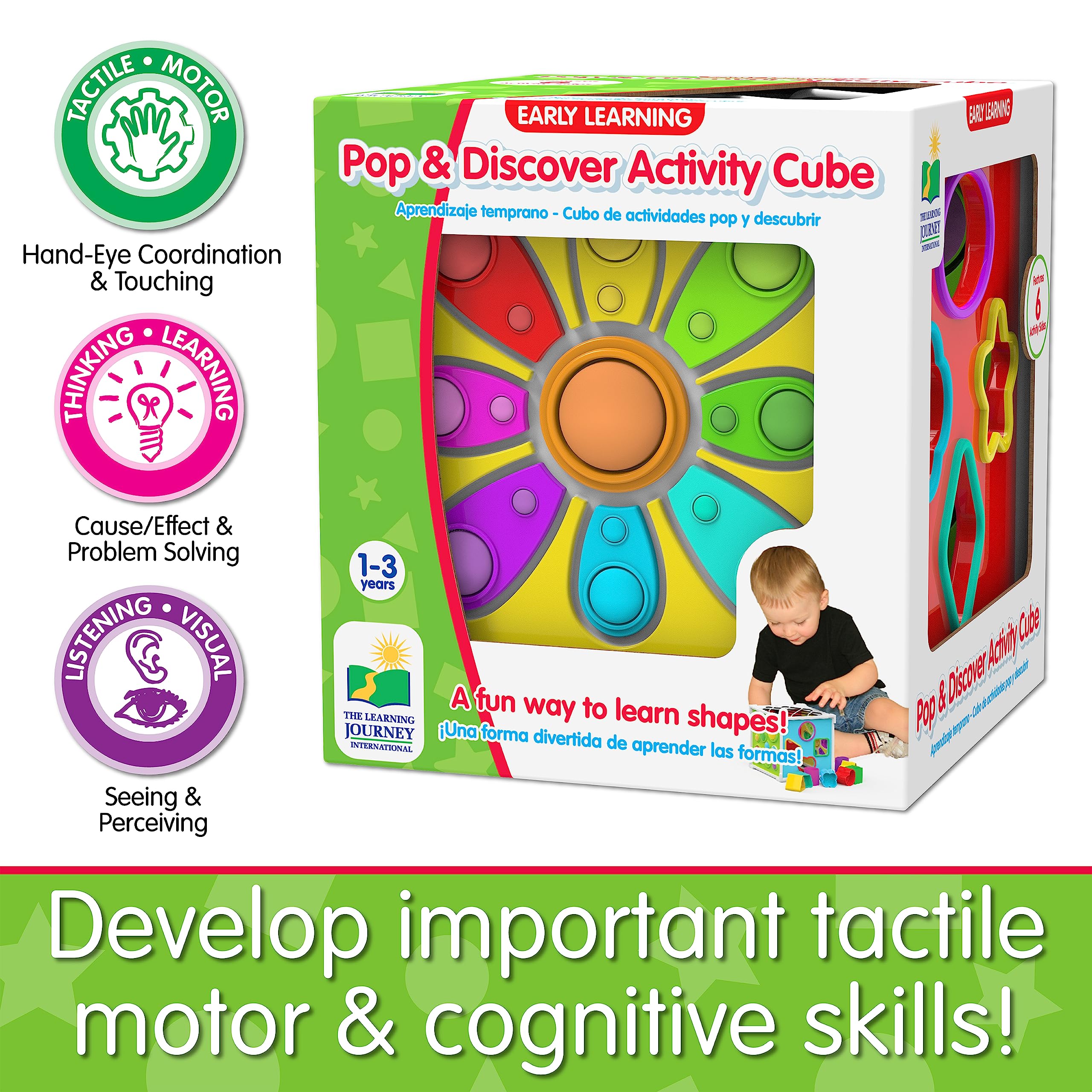 The Learning Journey: Pop & Discover Activity Cube - Fun Montessori Early Educational - Sensory Toy for Kids - Autism - Pop It Baby Toddler Toys & Gifts for Boys & Girls Ages 12 Months to 3 Years