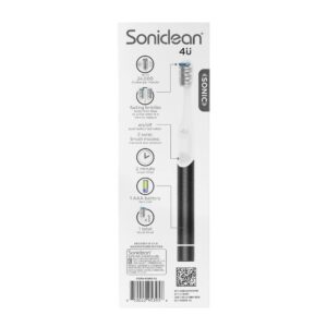 Soniclean 4U Sonic Electric Toothbrush for Adults, Black, Battery Powered, Dual Cleaning Modes, Refillable Brush Heads, Multi-Use Travel Cover